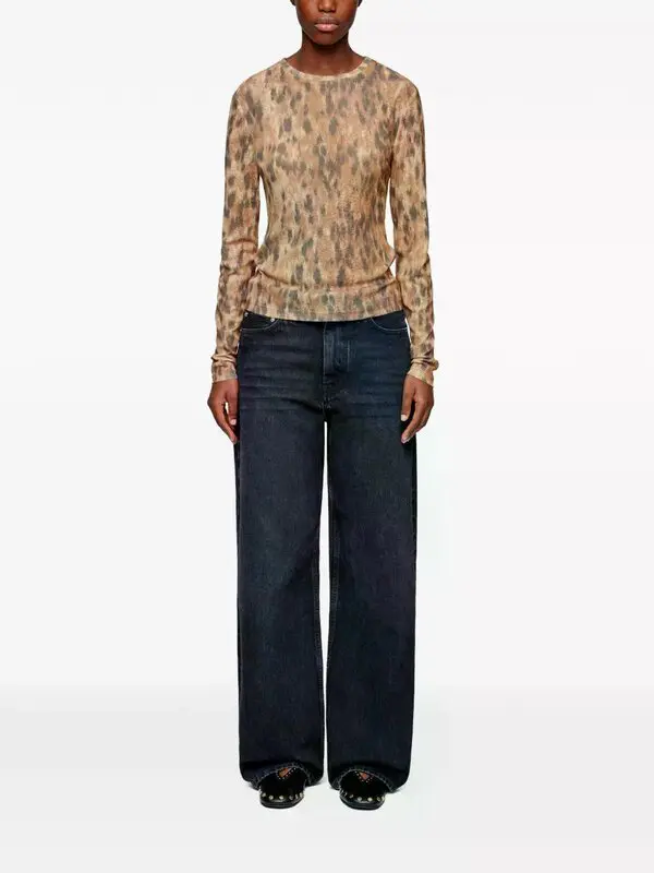 GANNI Animal Print Long-sleeve Top - Neutrals