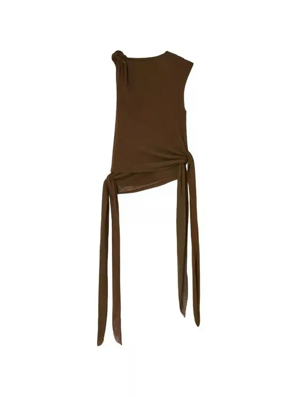GANNI Knot-detail Side-tie Tank Top - Brown