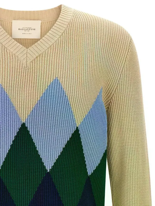 BALLANTYNE Argyle-pattern V-neck Sweater