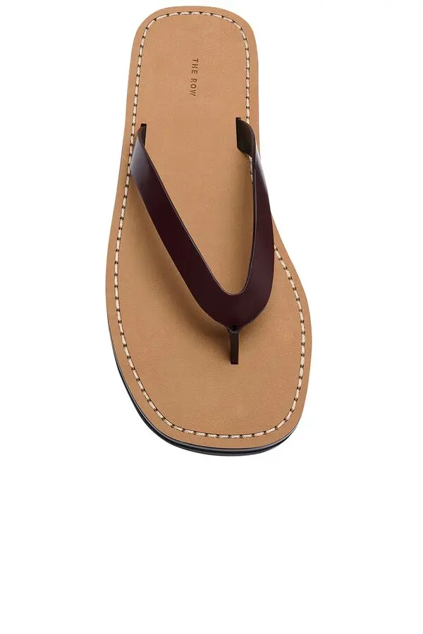 THE ROW City Flip Flop - Bordeaux & Natural