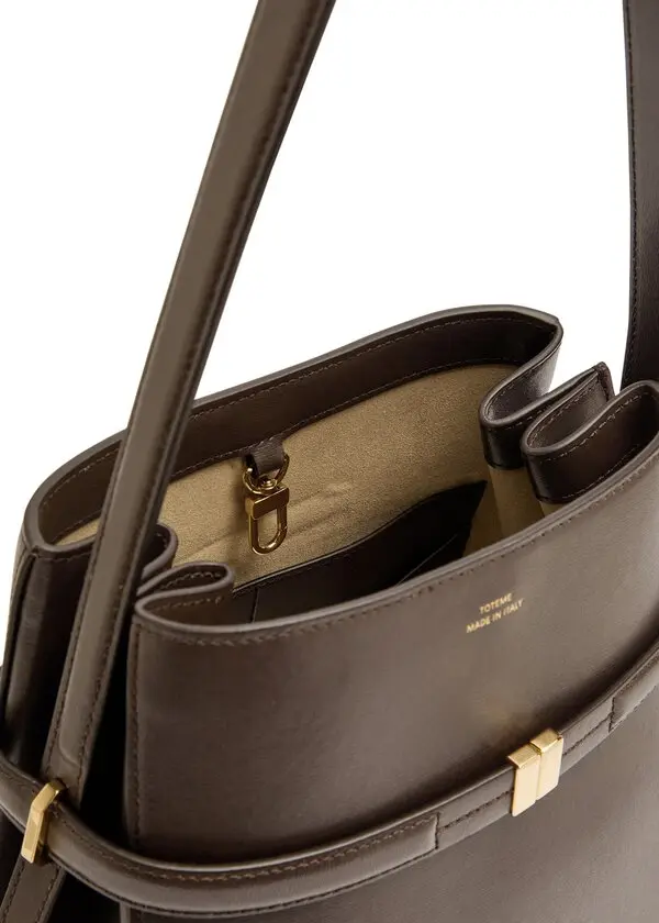 TOTEME Leather Bucket Bag - Chocolate