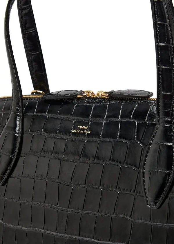 TOTEME Lounge Medium Crocodile-effect Leather Top Handle Bag - Black