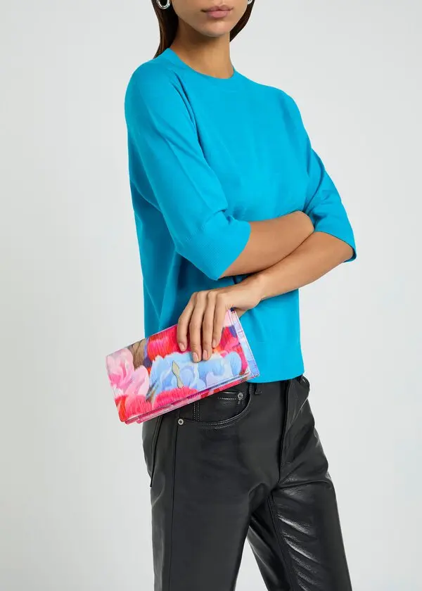 CHRISTIAN LOUBOUTIN Bettina Printed Faille Clutch - Multicoloured