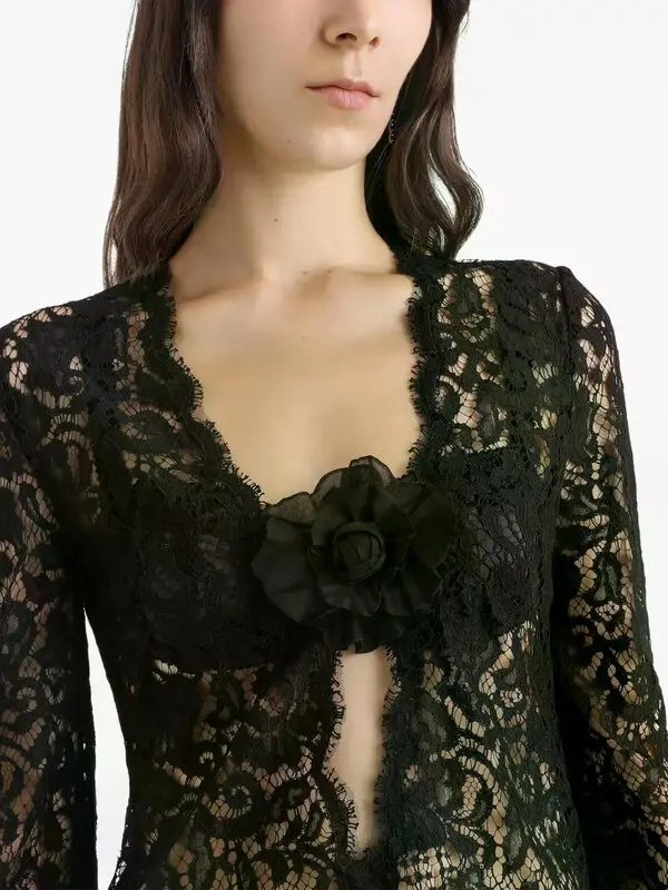 Dolce & Gabbana Lace Floral Mini Dress - Black