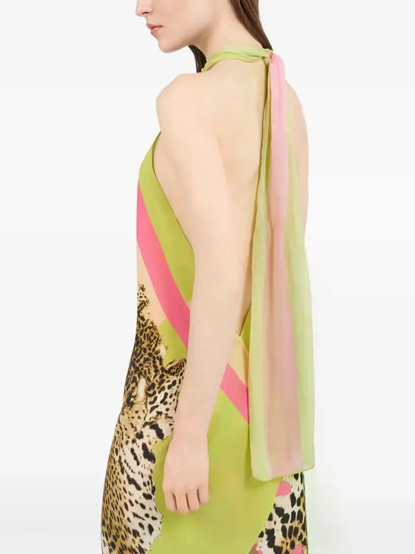 Roberto Cavalli Animal Print Halterneck Dress