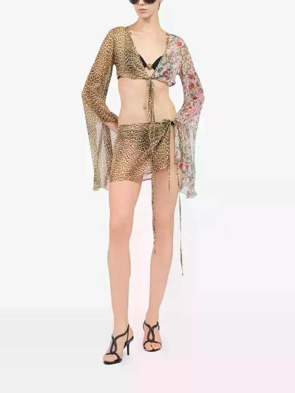 Roberto Cavalli Leopard Floral Beachwear - Neutrals