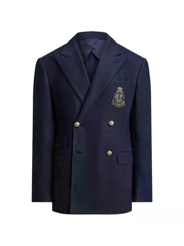 Ralph Lauren Purple Label Double-breasted Crest-embroidered Jacket