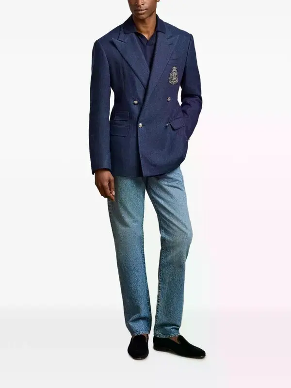 Ralph Lauren Purple Label Double-breasted Crest-embroidered Jacket