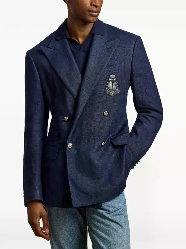 Ralph Lauren Purple Label Double-breasted Crest-embroidered Jacket