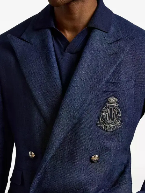 Ralph Lauren Purple Label Double-breasted Crest-embroidered Jacket