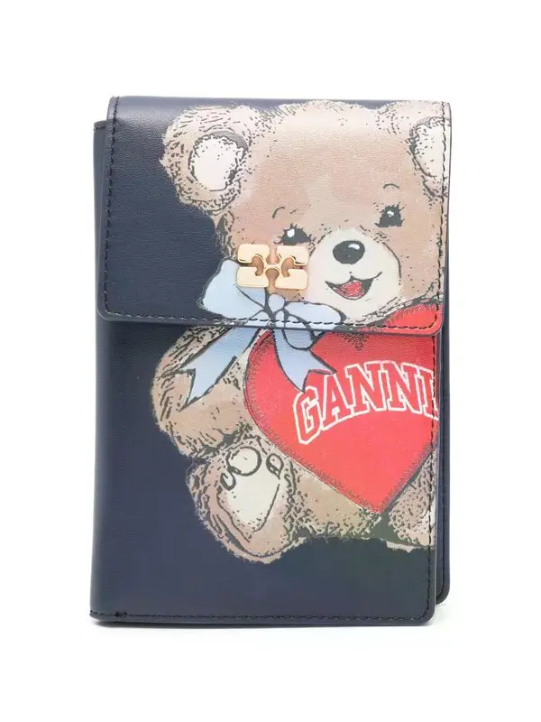 GANNI Bear-graphic Wallet - Blue