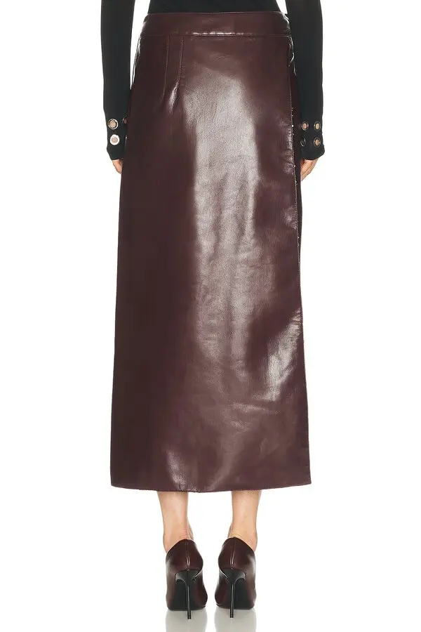Rabanne Leather & Sequin Skirt In Wine