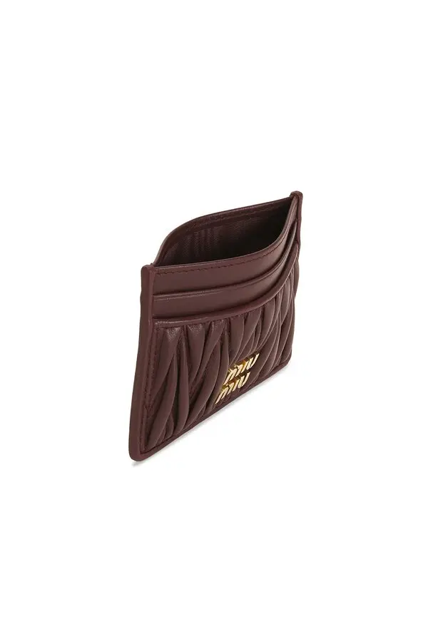 Miu Miu Matelasse Card Holder In Burgundy - Bordeaux