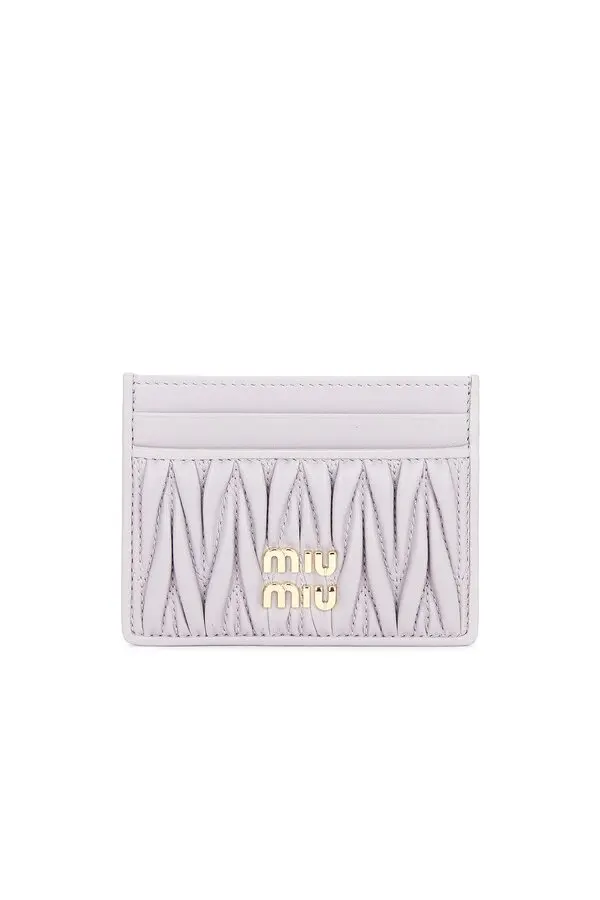 Miu Miu Matelasse Minuteria Cardholder In Lavender - Glicine