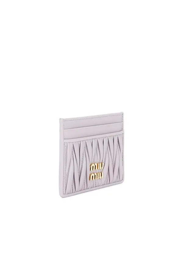 Miu Miu Matelasse Minuteria Cardholder In Lavender
