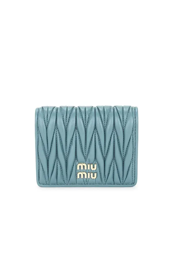 Miu Miu Matelasse Minuteria Cardholder In Lavender - Marine