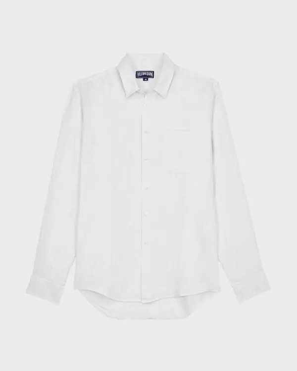 Vilebrequin Linen Shirt Solid Shirt Caroubis - White