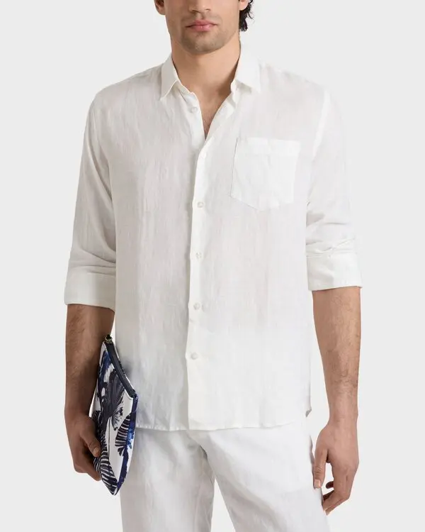 Vilebrequin Linen Shirt Solid Shirt Caroubis - White