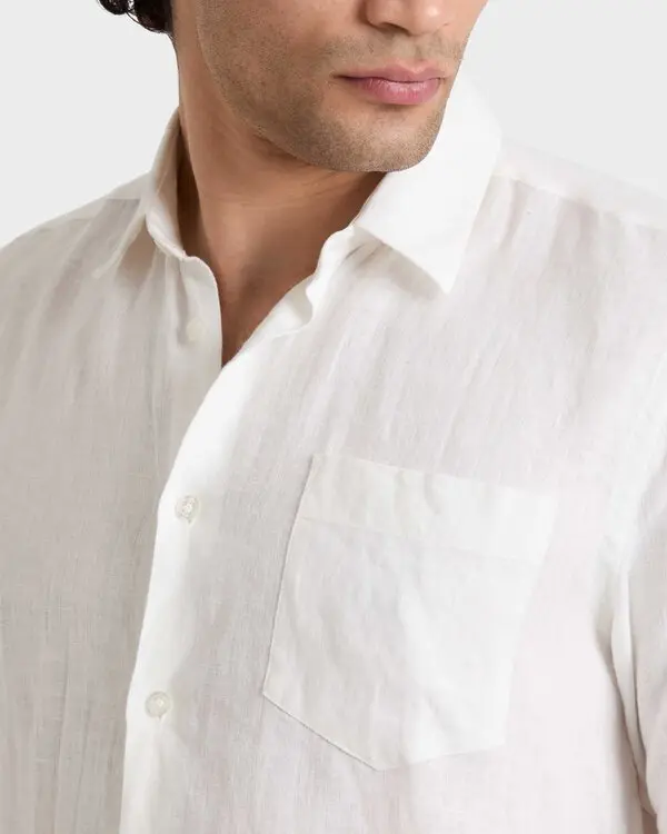 Vilebrequin Linen Shirt Solid Shirt Caroubis - White