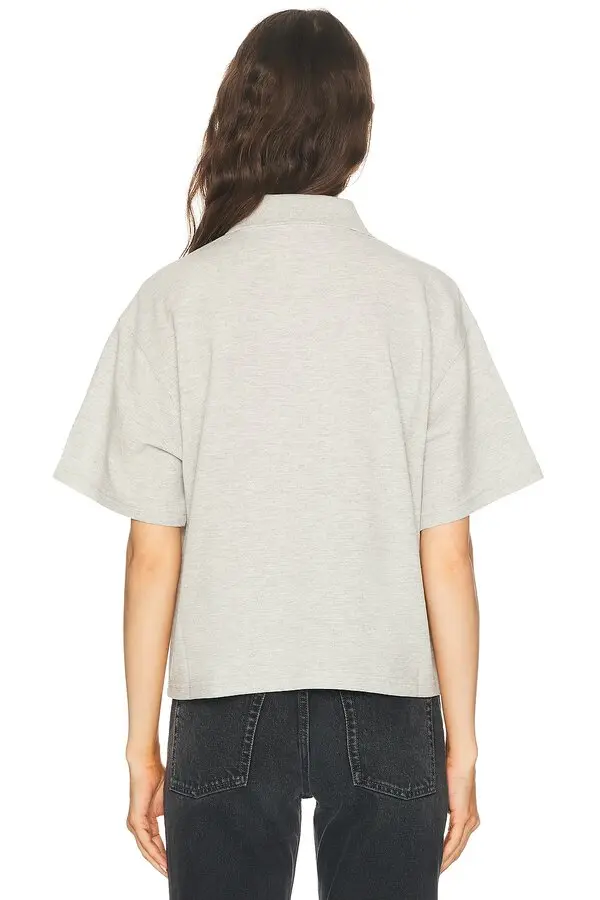 Saint Laurent Oversized Polo Top In Light Grey