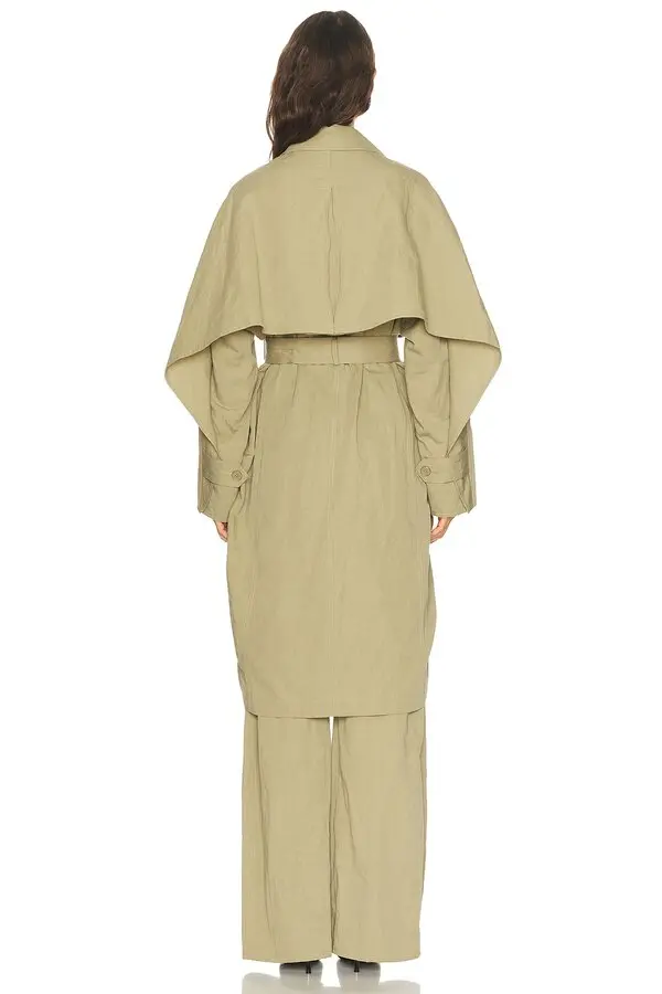 Helmut Lang Cape Trench Coat In Sage