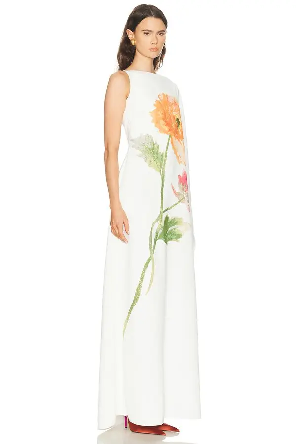 Carolina Herrera One-shoulder Floral Gown