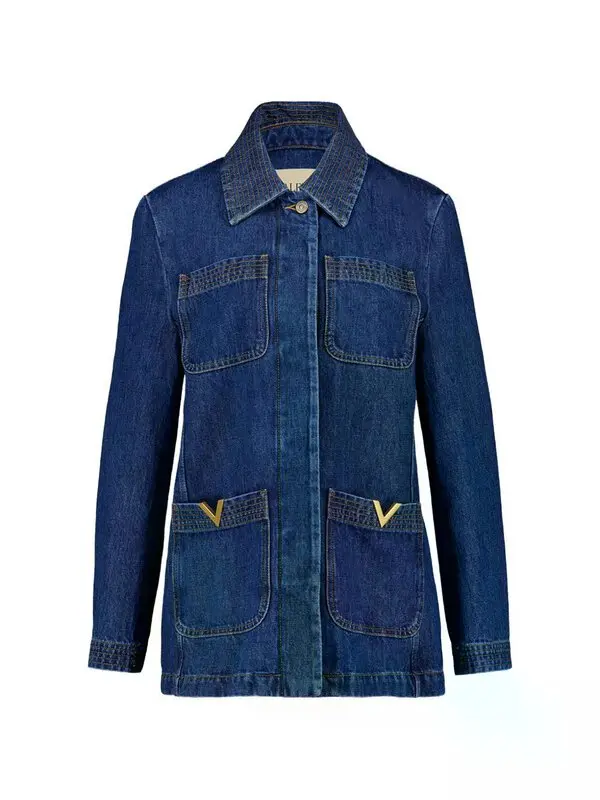 Valentino Garavani Vlogo Contrast-stitch Denim Jacket
