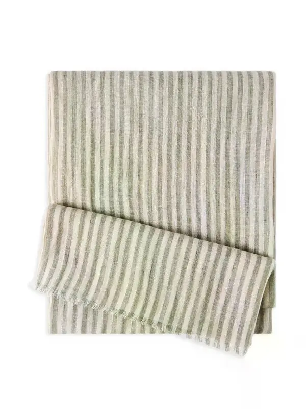 Brunello Cucinelli Striped Fringed Scarf - Green