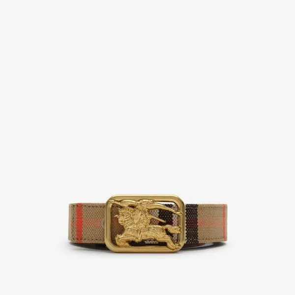 Burberry Reversible Check Rider Belt - Sand Beige/peat Brown