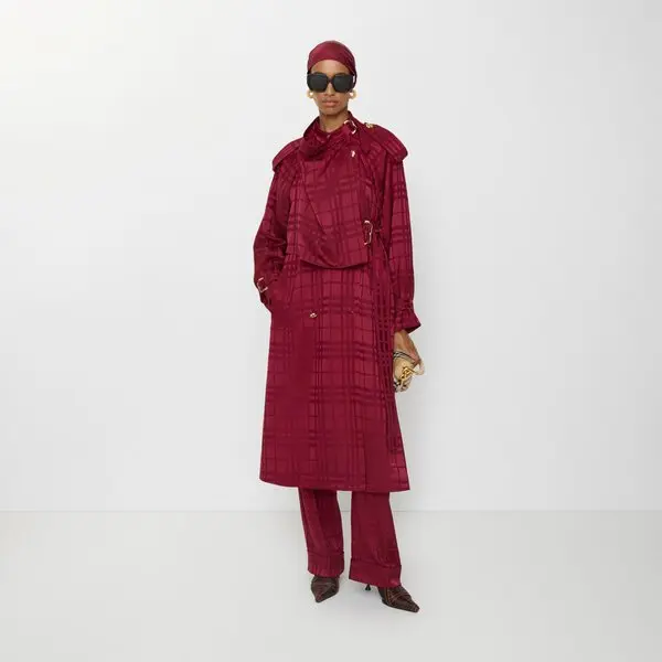 Burberry Check Silk Trench Coat
