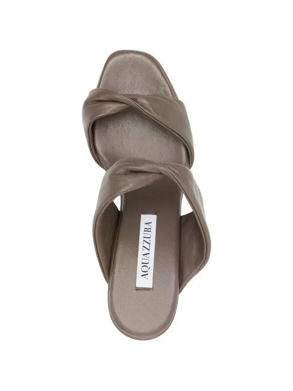 AQUAZZURA Knotted Leather Sandals - Brown