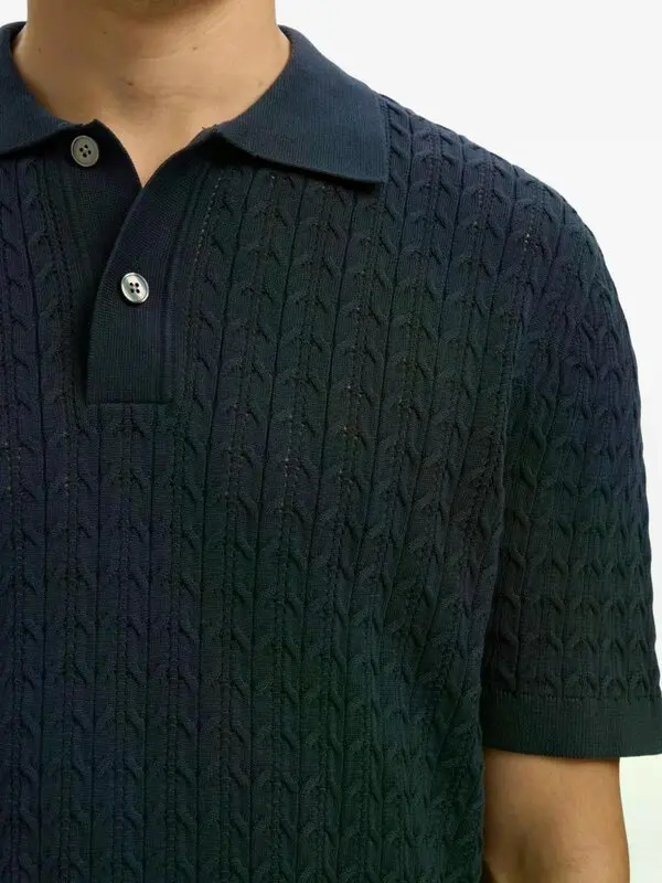 SELECTED Cable-knit Polo Shirt