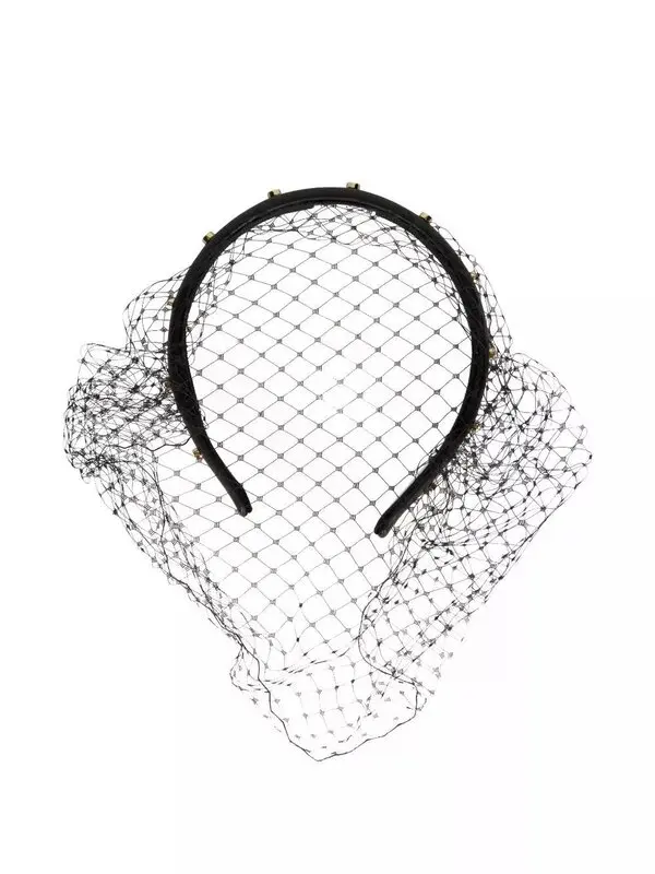 Red Valentino Studded Veil Hair Accessory - Black