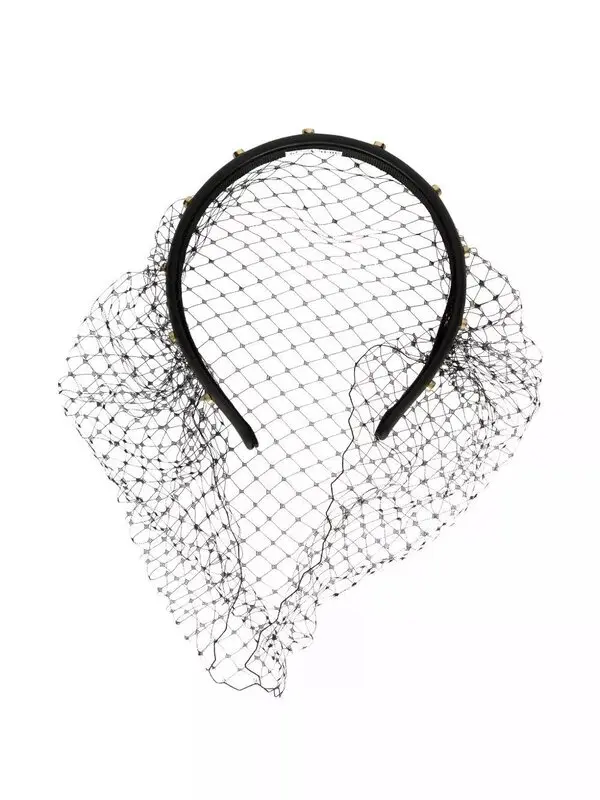 Red Valentino Studded Veil Hair Accessory - Black