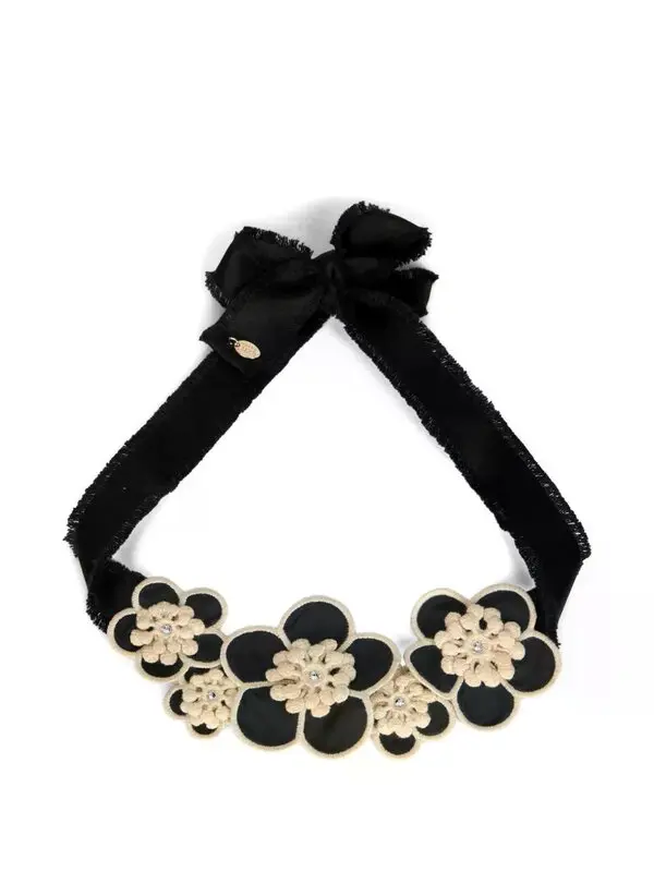 Red Valentino Flower Appliqué Necklace - Black