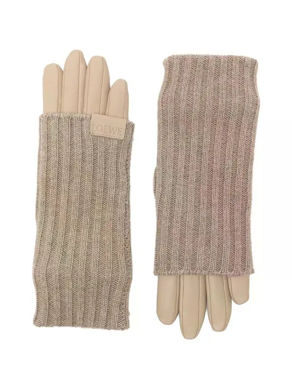 Loewe Ribbed Panel Gloves - Neutrals