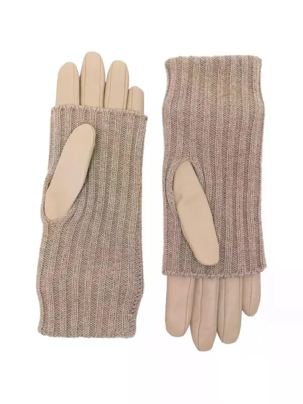 Loewe Ribbed Panel Gloves - Neutrals