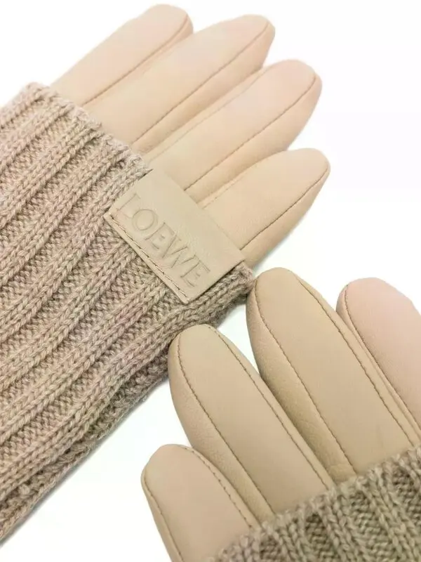 Loewe Ribbed Panel Gloves - Neutrals