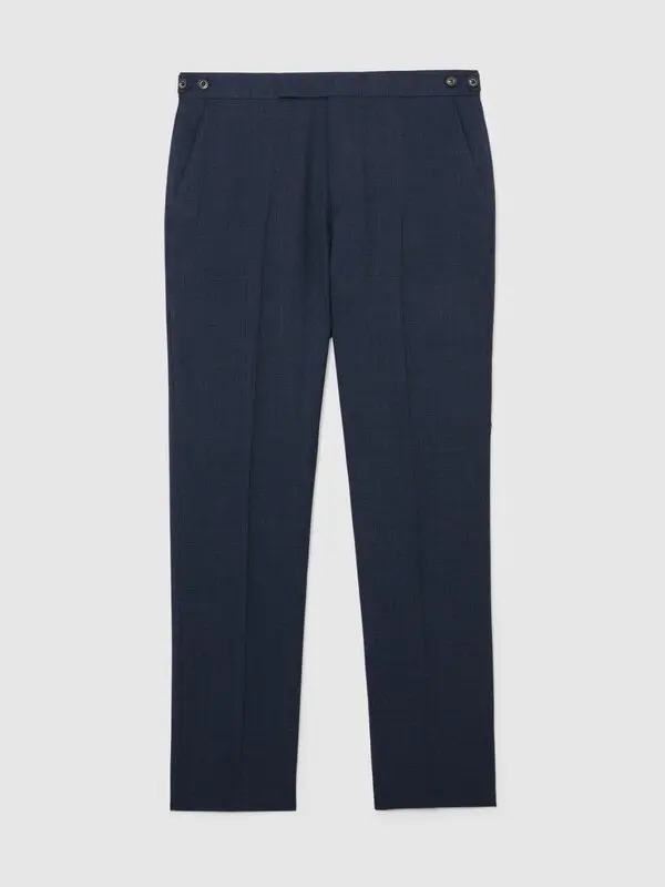 REISS Fibre Side Adjuster Wool Textured Tailored-fit Trousers