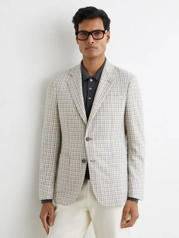 REISS Canty Houndstooth Tailored-fit Blazer