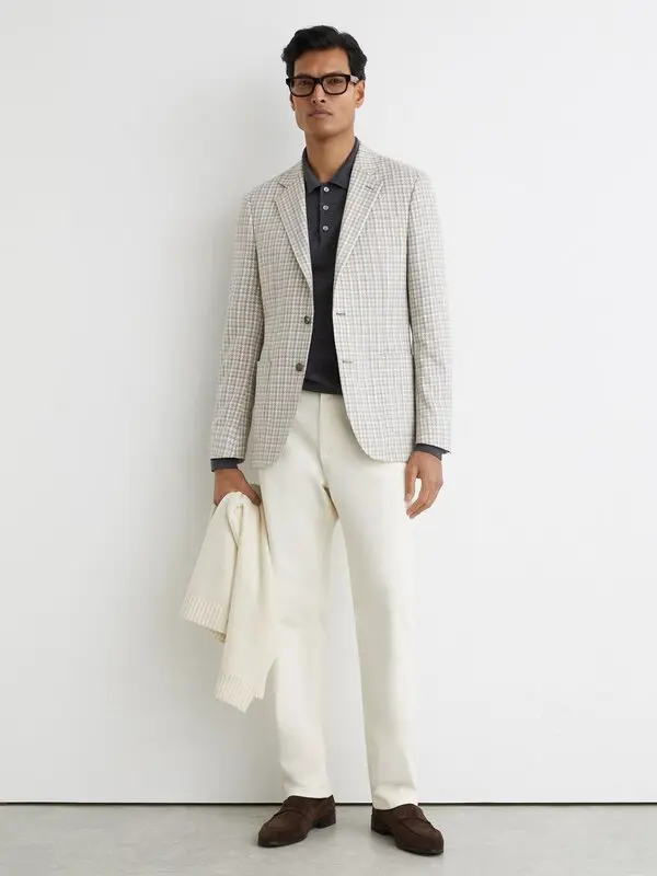 REISS Canty Houndstooth Tailored-fit Blazer