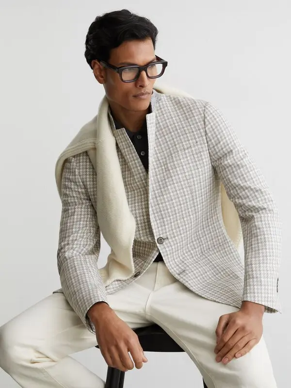 REISS Canty Houndstooth Tailored-fit Blazer