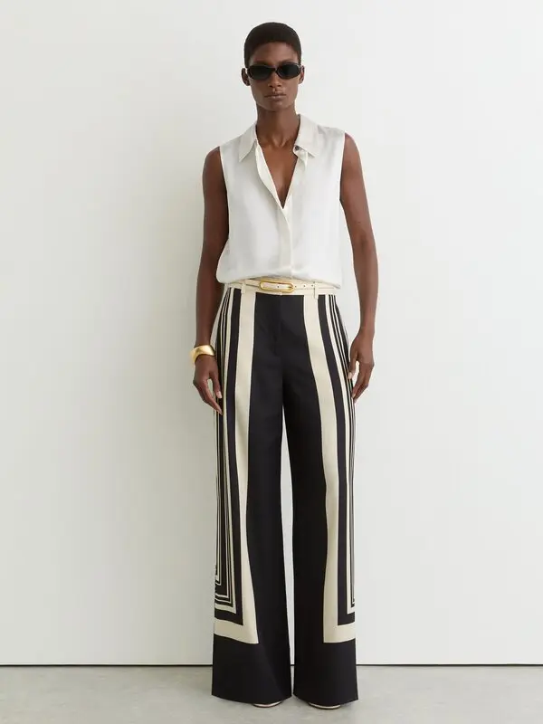 REISS Amelia Silk Sleeveless Shirt - Ivory