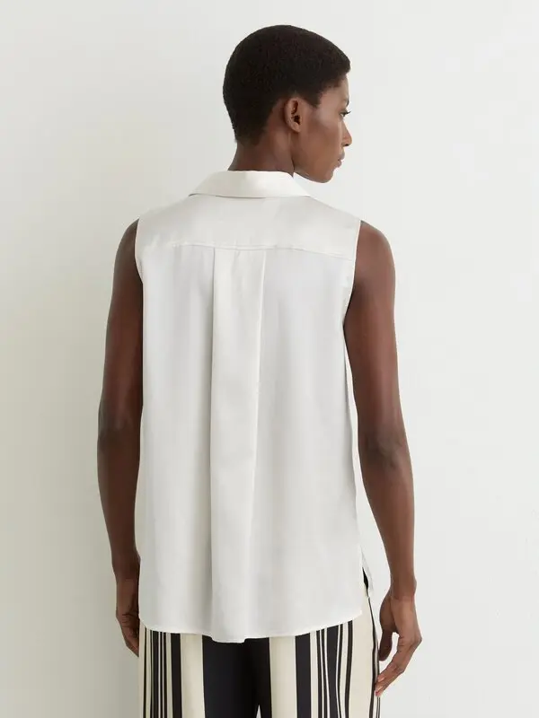 REISS Amelia Silk Sleeveless Shirt - Ivory