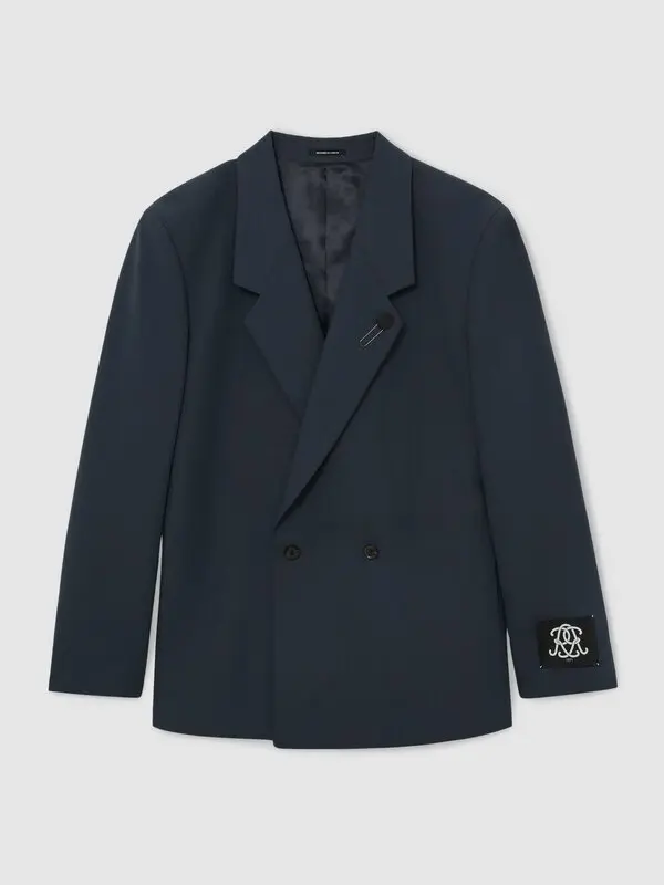 REISS Ruban Monogram Relaxed-fit Double-breasted Blazer