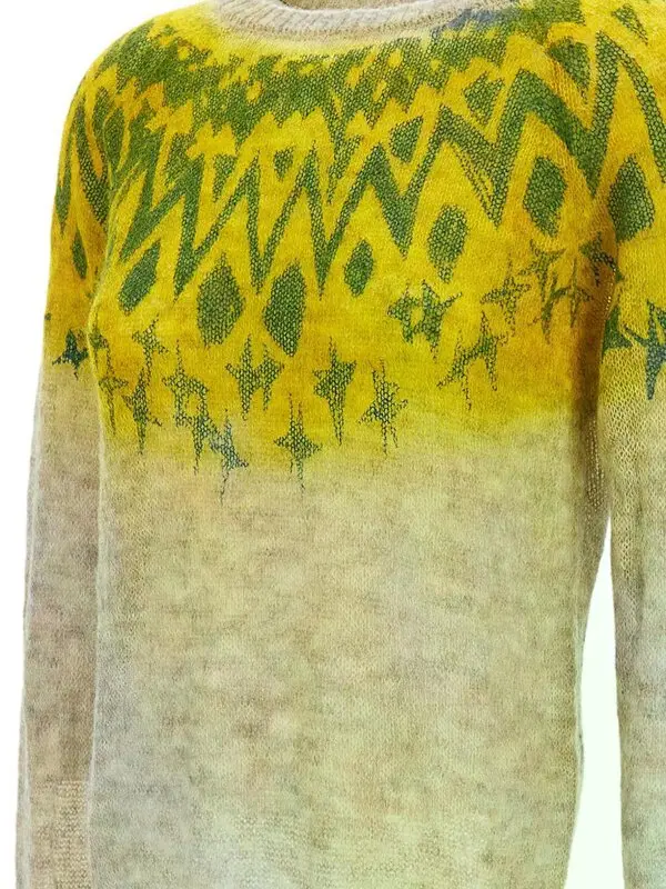 ROHKA Patterned Crew-neck Sweater - Yellow