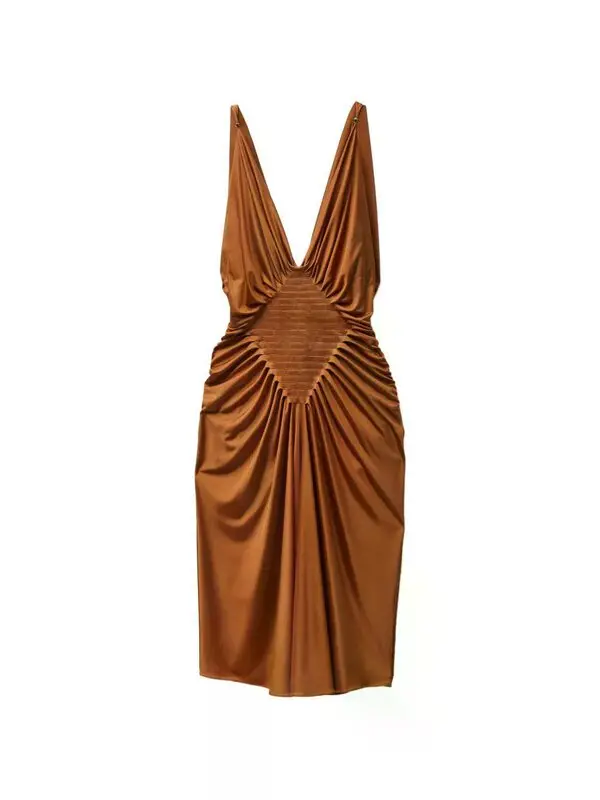 Versace V-neck Gathered Dress