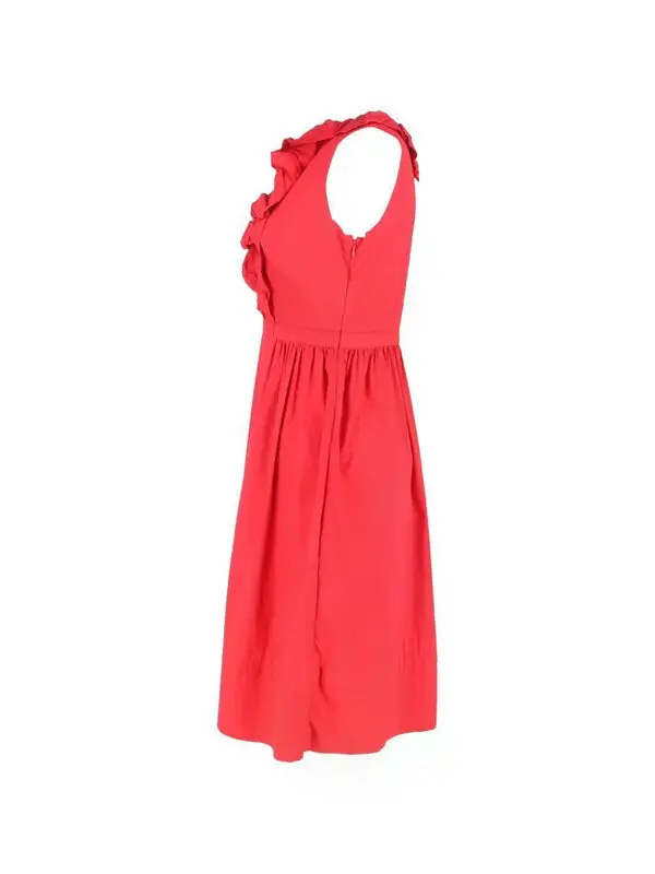 Prada Ruffle V-neck Midi Dress