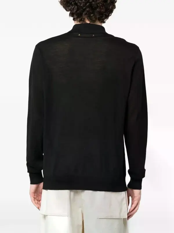 GOLDEN GOOSE Long-sleeve Knitted Polo Shirt - Black