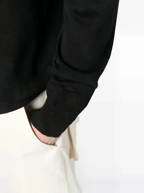 GOLDEN GOOSE Long-sleeve Knitted Polo Shirt - Black